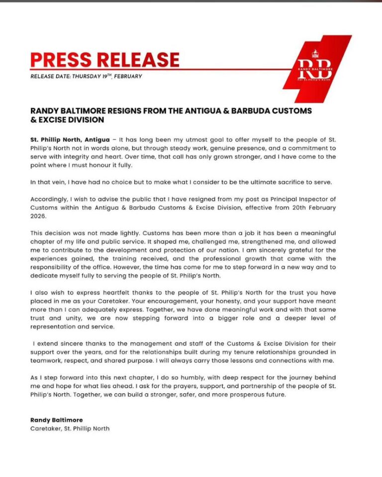 Randy Baltimore Resigns from Antigua and Barbuda Customs & Excise ...